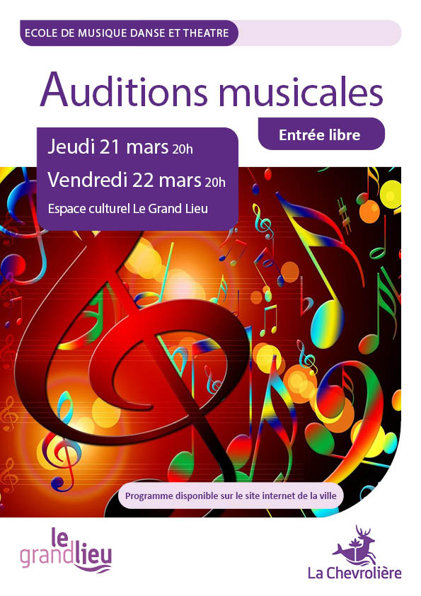AFFICHE auditions musique mars 2024 - La Mairie de La Chevrolière